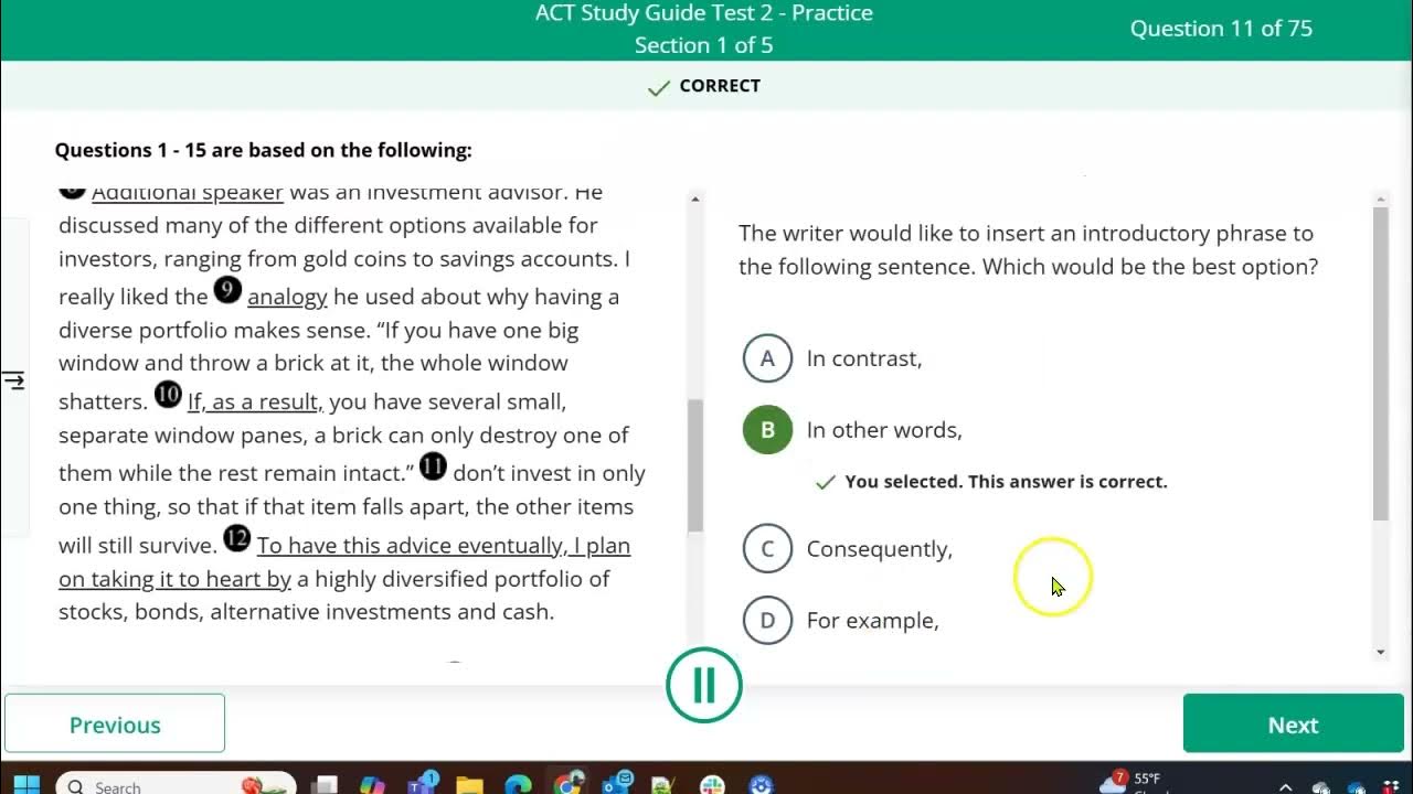 ACT English: Practice Test walkthrough with explanations - YouTube
