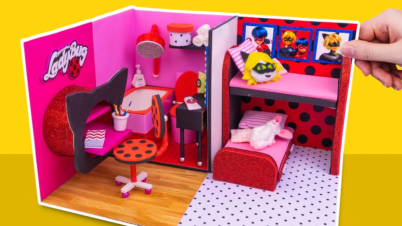DIY Cardboard Miniature LadyBug (MIRACULOUS) house 4K - YouTube