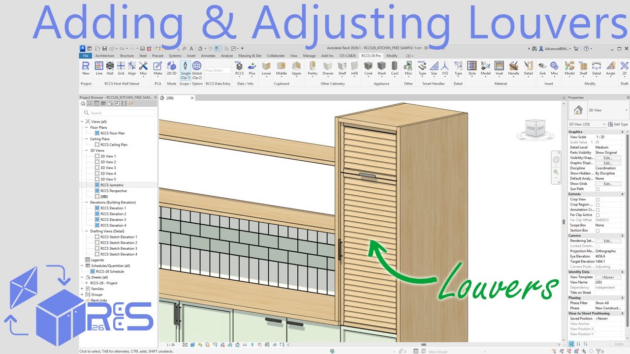 Revit Cabinetry | RCCS-26 Pro - Adding & Adjusting Louvers - YouTube