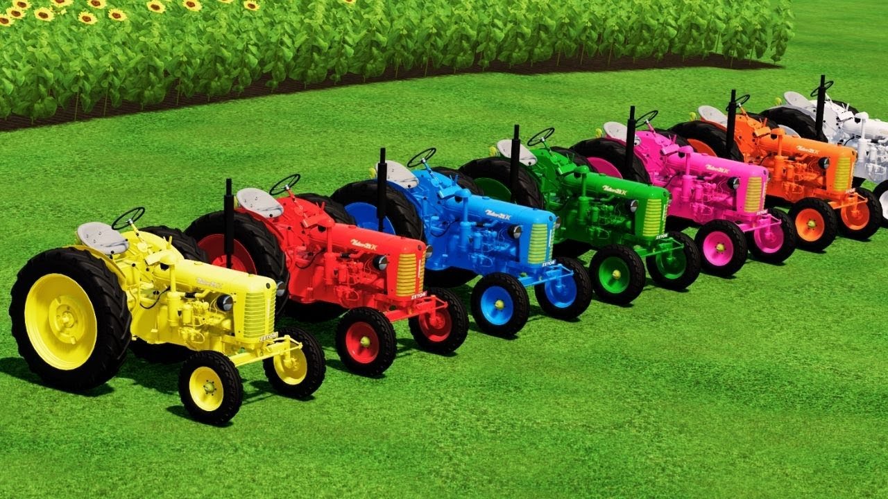 Tractors of COLORS ! TRANSPORTING TRACTORS WITH POKEMON GARAGE ...