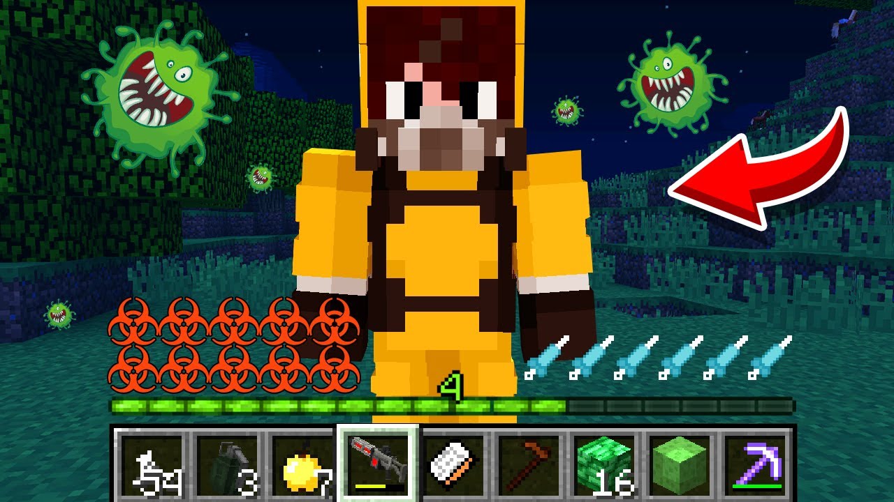 How to play VIRUS in Minecraft! Real life family VIRUS! Battle NOOB VS ...