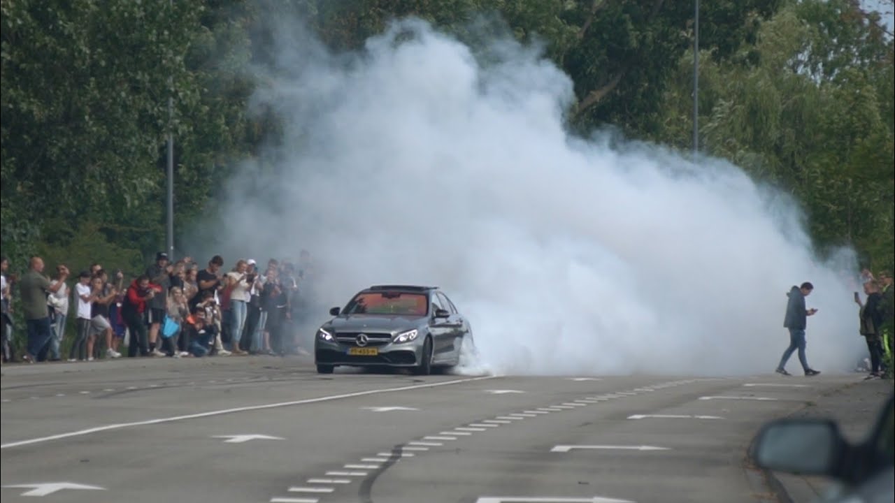 CARS LEAVING CAR SHOW! EXTREME BURNOUTS AND LOUD ACCELERATIONS!!! - YouTube