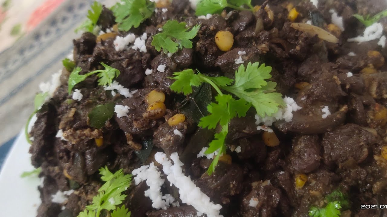 How to make goat blood fry//ஆட்டு இரத்த பொரியல் செய்வது எப்படி ...