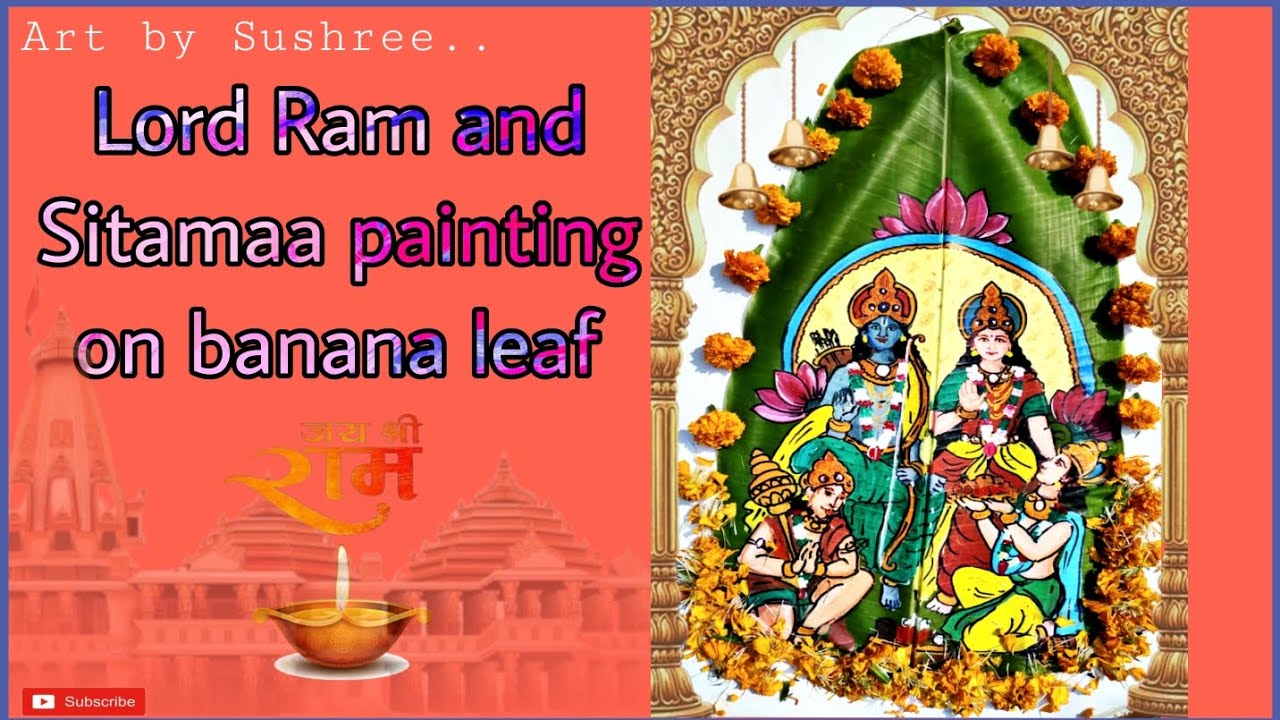 lord Ram and sitamaa painting on banana leaf 🙏// Jay sri Ram 🙏🚩# ...