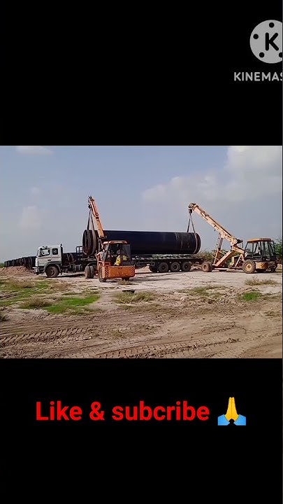 2300mm MS pipe Unloading by Hydra # crane short - YouTube