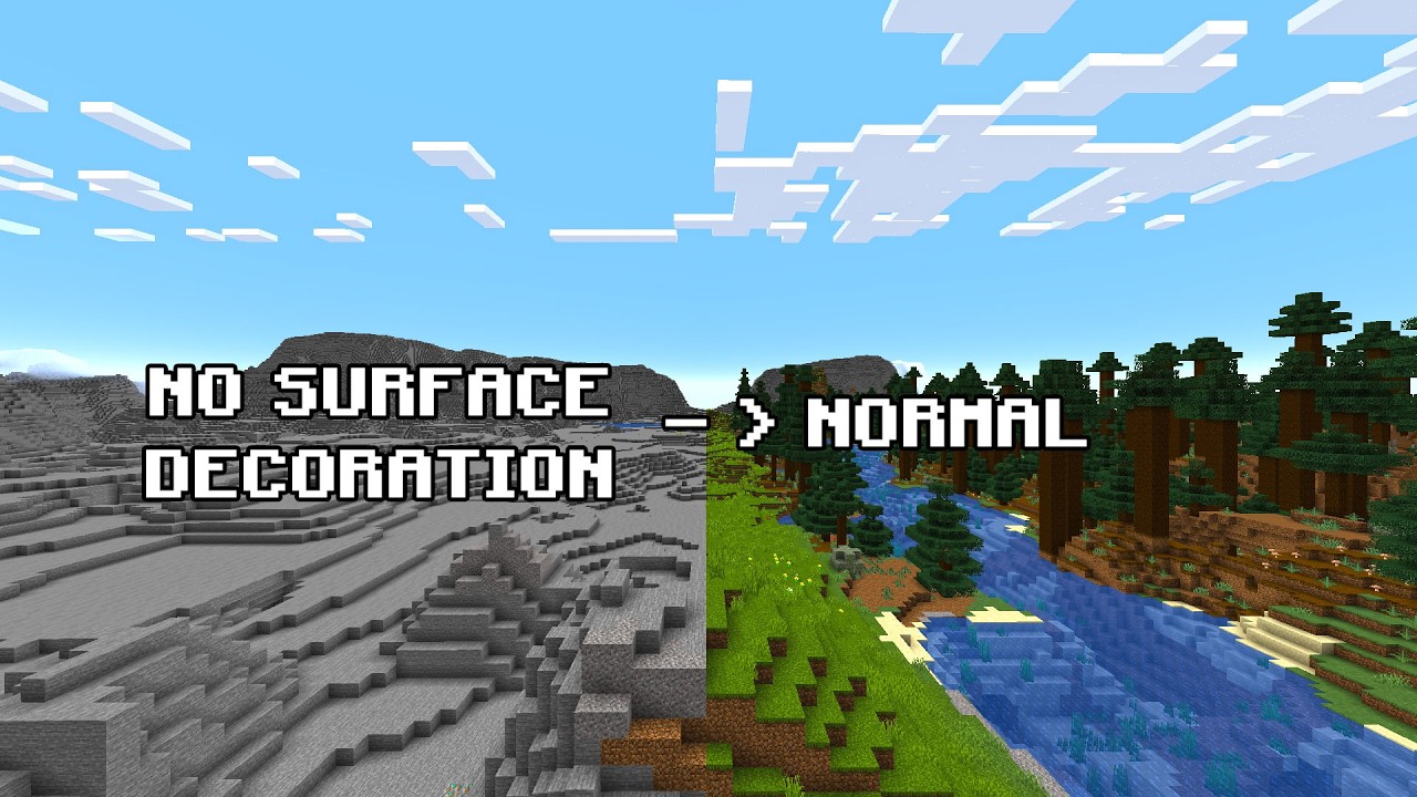 How Does a Minecraft 1.21 World Look Without Surface Decoration - YouTube