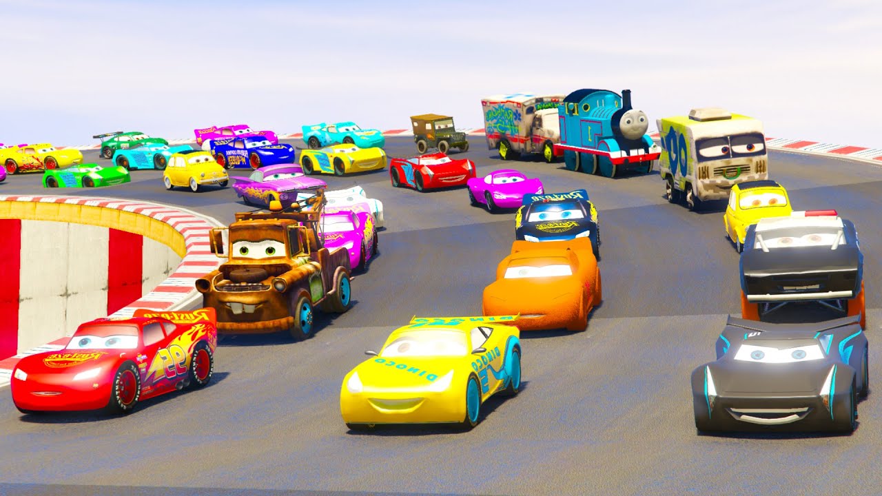 Disney Pixar Cars fall into the water: Cars 3 Lightning McQueen, Cruz ...