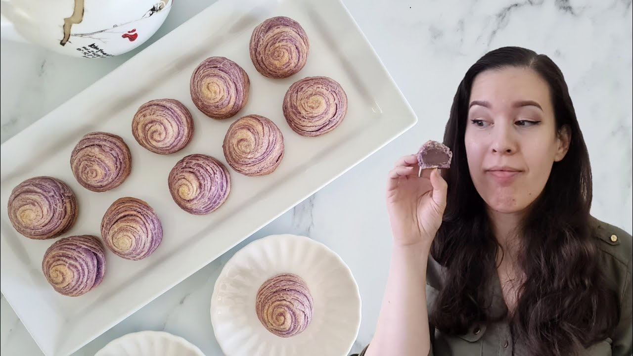 Flakier Than A First Date! How To Make Make Teochew Flaky Taro Mooncakes Recipe - YouTube