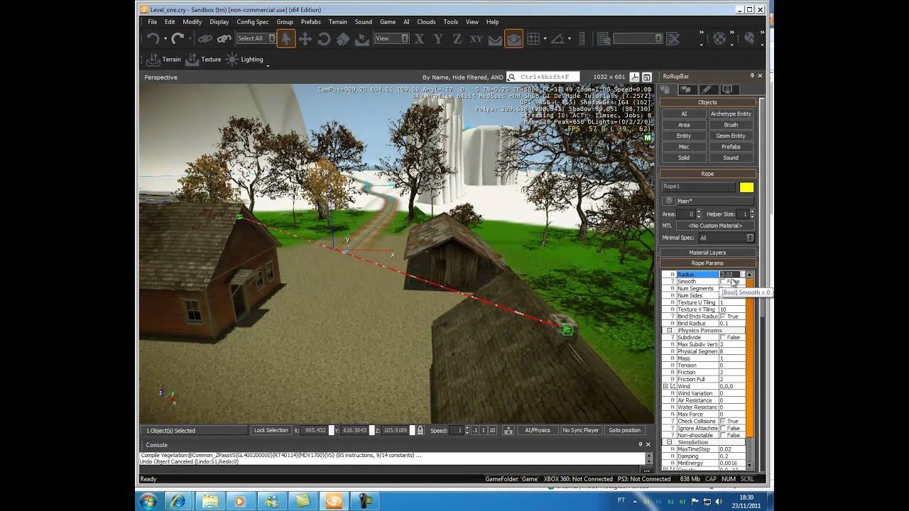 Tutorial do CryEngine 3 - Objetos (misc) - parte 9: Criando cordas e ...