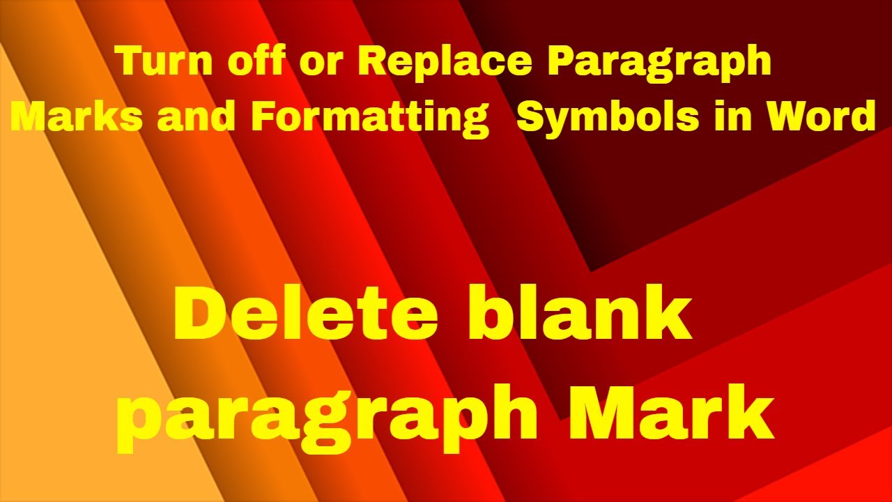 Turn Off Or Replace Paragraph Marks And Formatting Symbols In Word Turn Off Or Replace Paragraph Marks And Formatting Symbols In Word