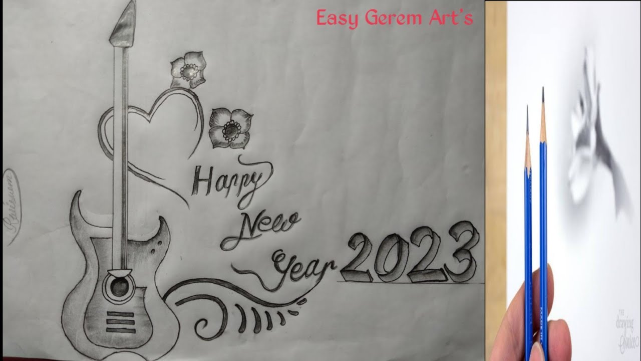 Happy New Year 2023 Drawing || best Drawing For New Year || How To Draw ...