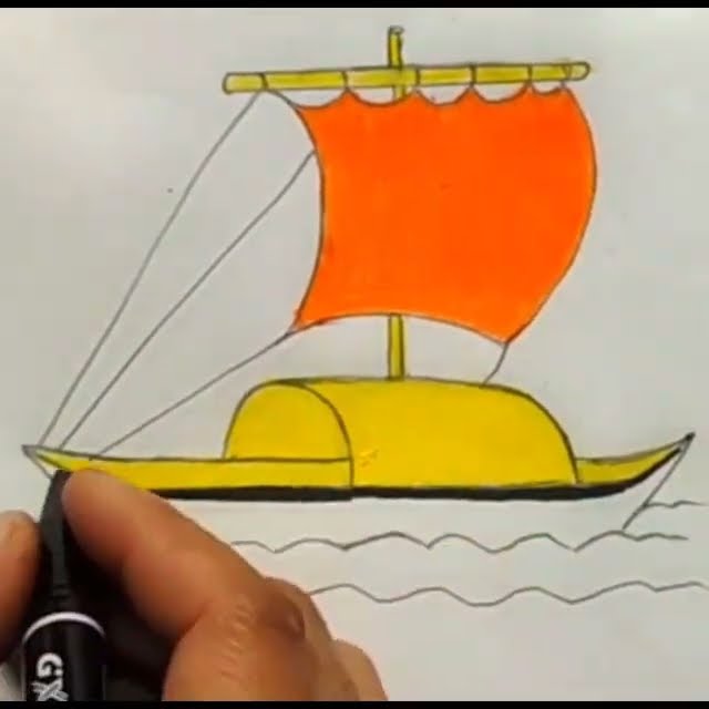 boat drawing \\ paltola nouka drawing \\ dustu pakhi - YouTube
