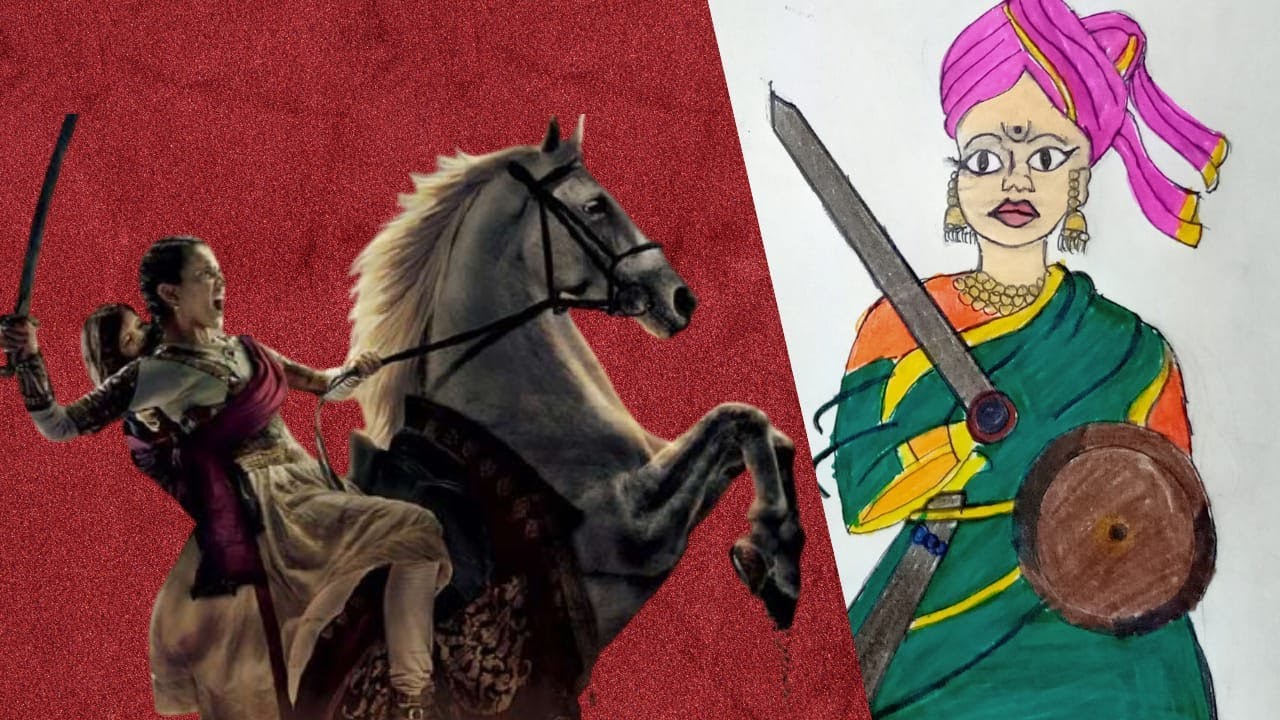 (manu)manikarnika || How to draw Rani laxmi bai easy drawing with ...