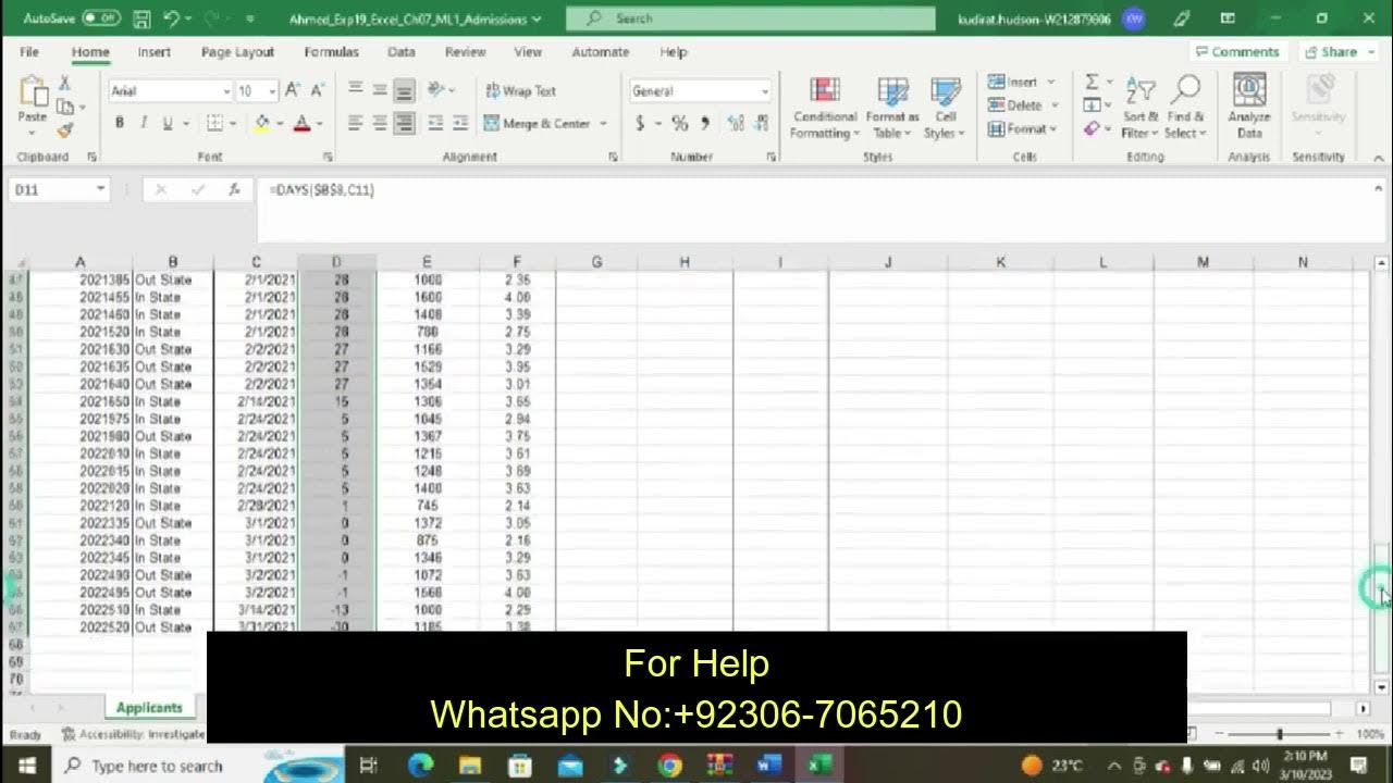Exp19_Excel_Ch07_ML1_Admissions | Excel Chapter 7 Mid-Level 1 - Admissions Excel Chapter 7 - YouTube