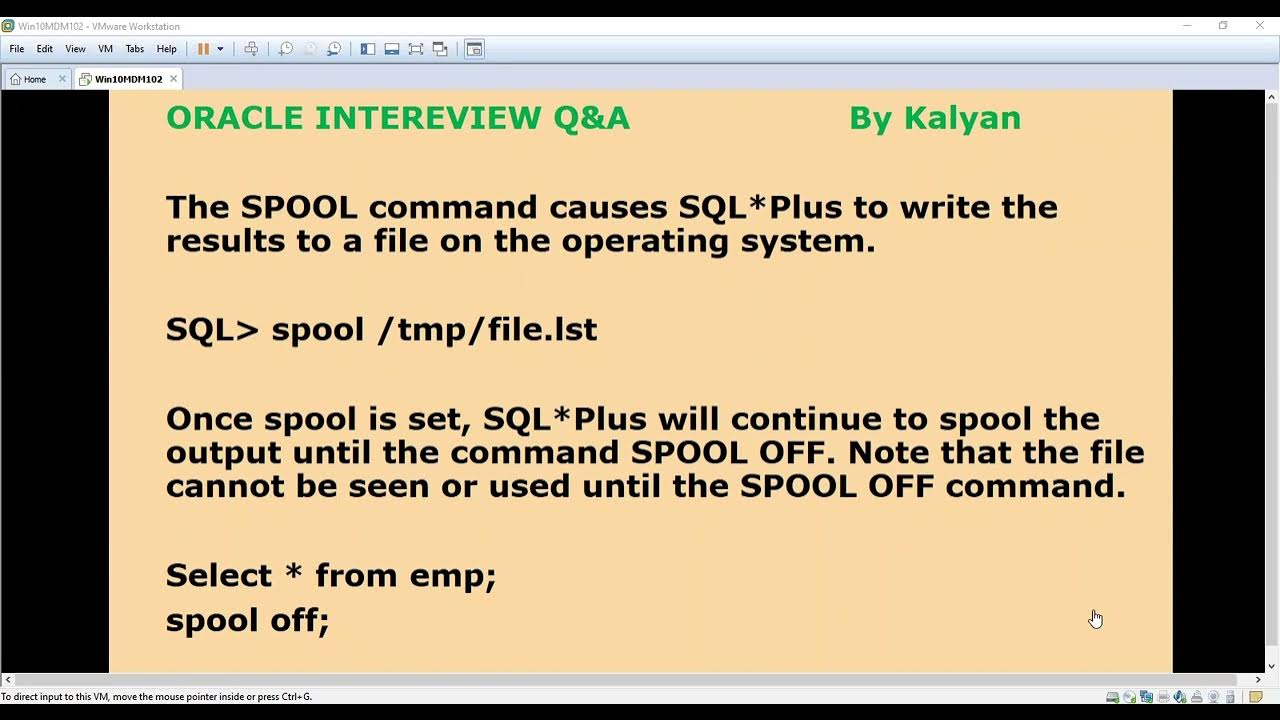 Oracle Interview Question And Answers Oracle Sql Spool Youtube