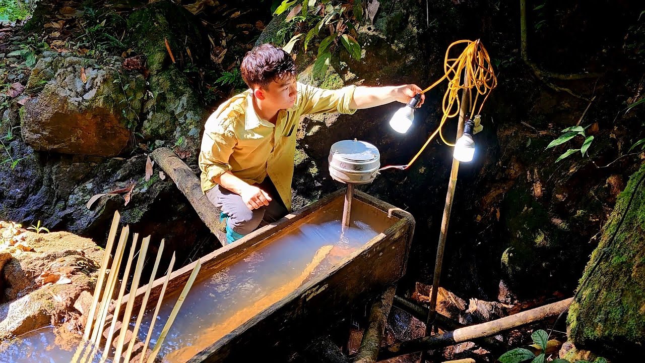 Primitive water plant - free electric energy - Log Cabin build | 4 YEAR ...