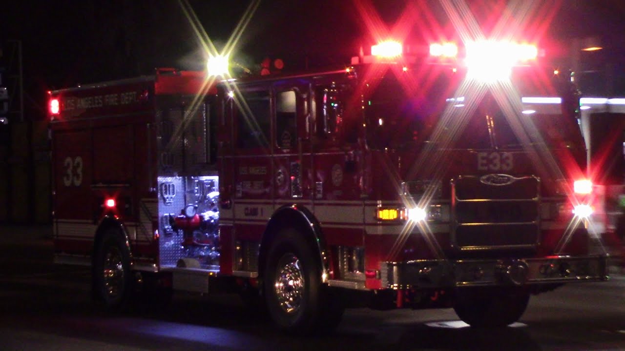 LAFD Engine 33 & Rescue 57 Responding - YouTube