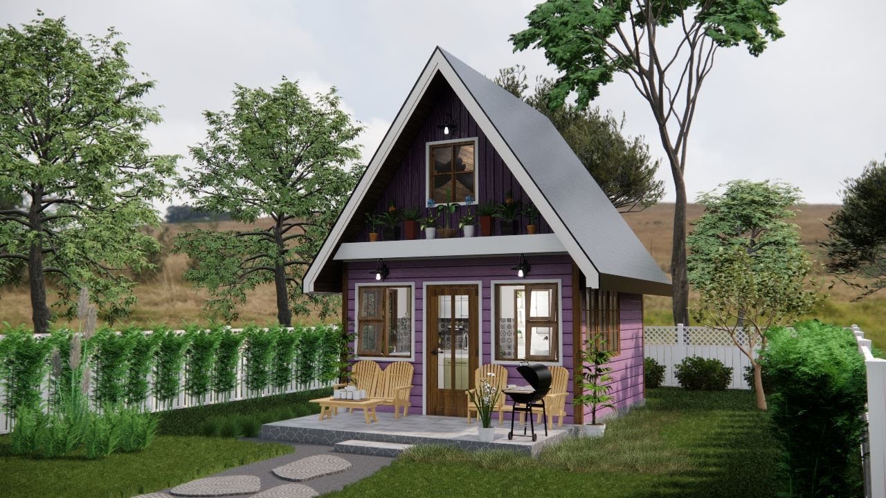 16' x 16' Ft Simple Small House Design With Loft Bedroom - YouTube