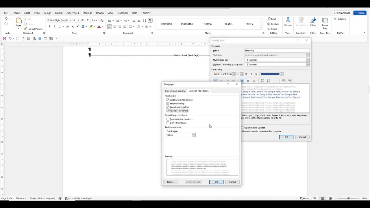 20plast Liður 1, 2 og 3 Útlitskaflaskil – Heading 2 – Heading 1 ...