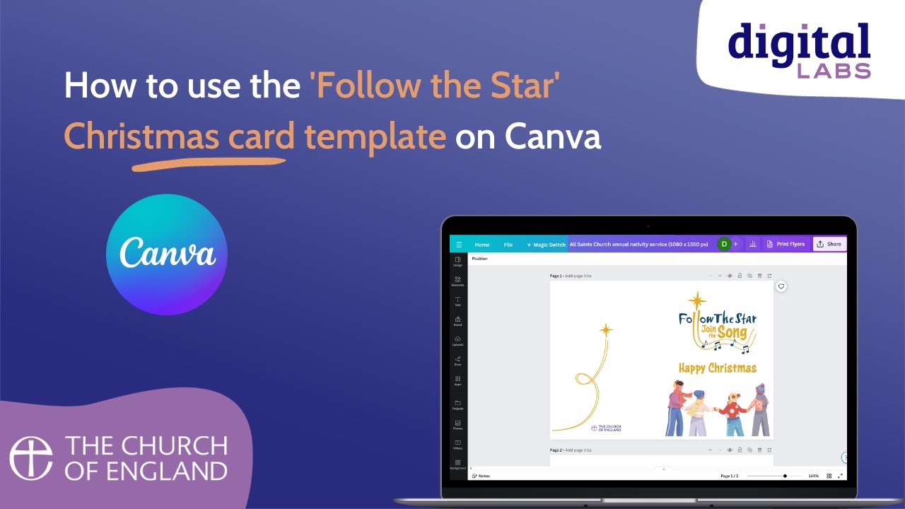 How to use the 'Follow the Star' Christmas card template on Canva - YouTube
