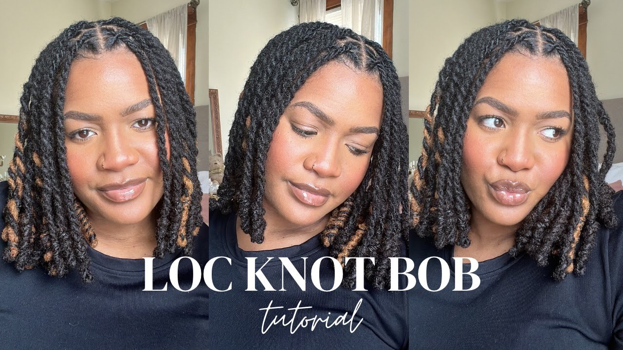 LOC TUTORIAL: Middle Part Loc Knot Bob | How To | 5.5 Year Locs - YouTube