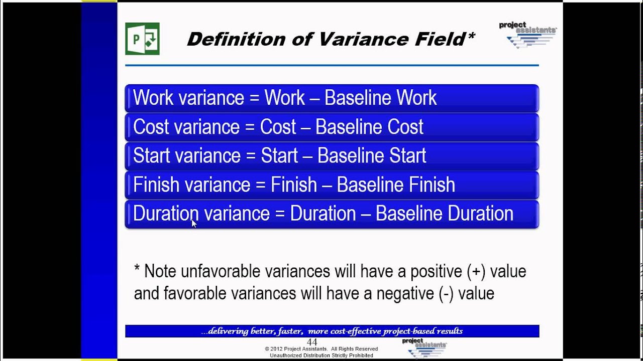 Variance Analysis in Microsoft Project 2013: Part I - YouTube