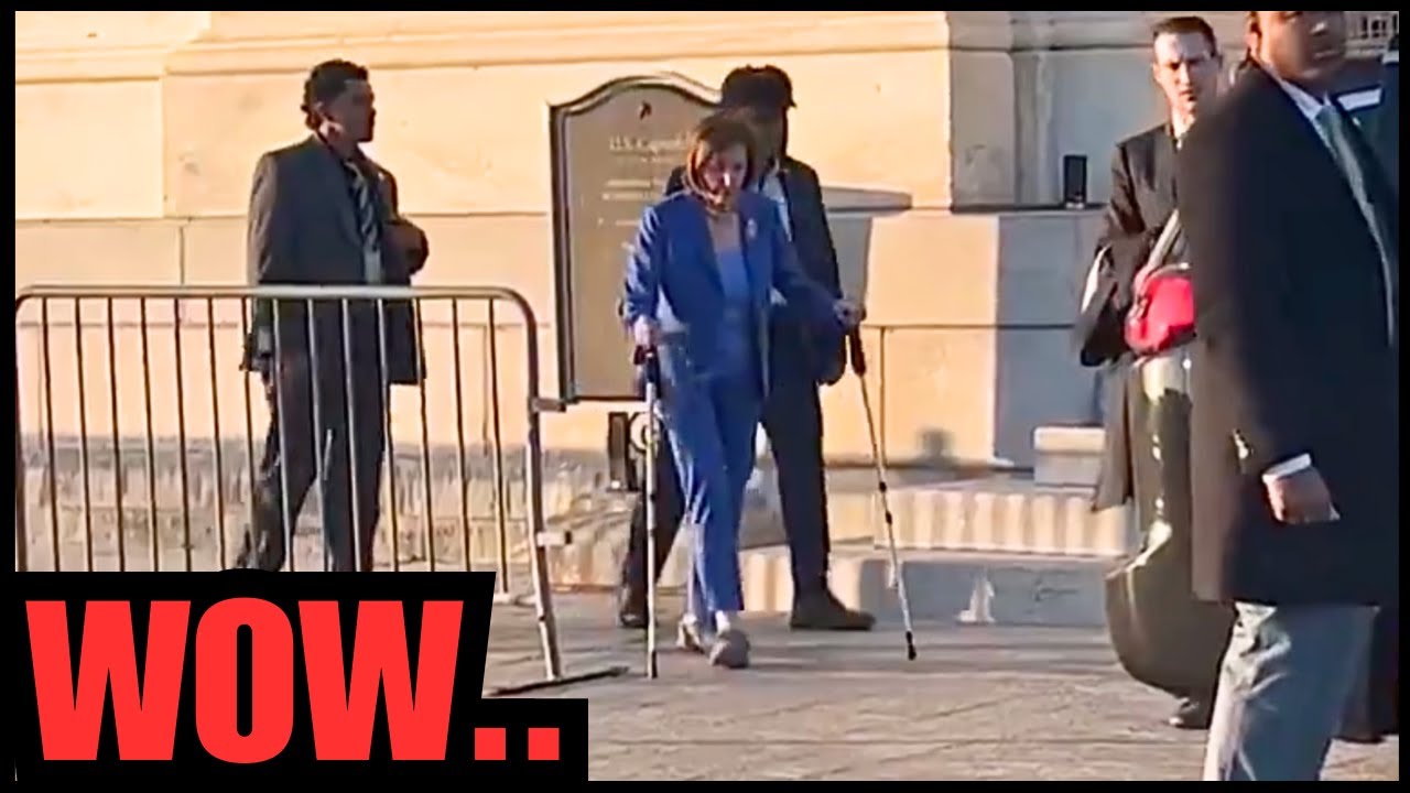 84 Y.O Nancy Pelosi Spotted HOBBLING To Her Van Using Walking Canes ...