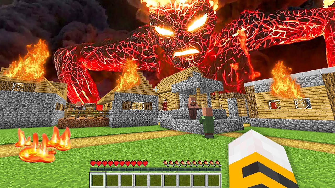 Lava Monster Attacks a Village in Minecraft ! - YouTube