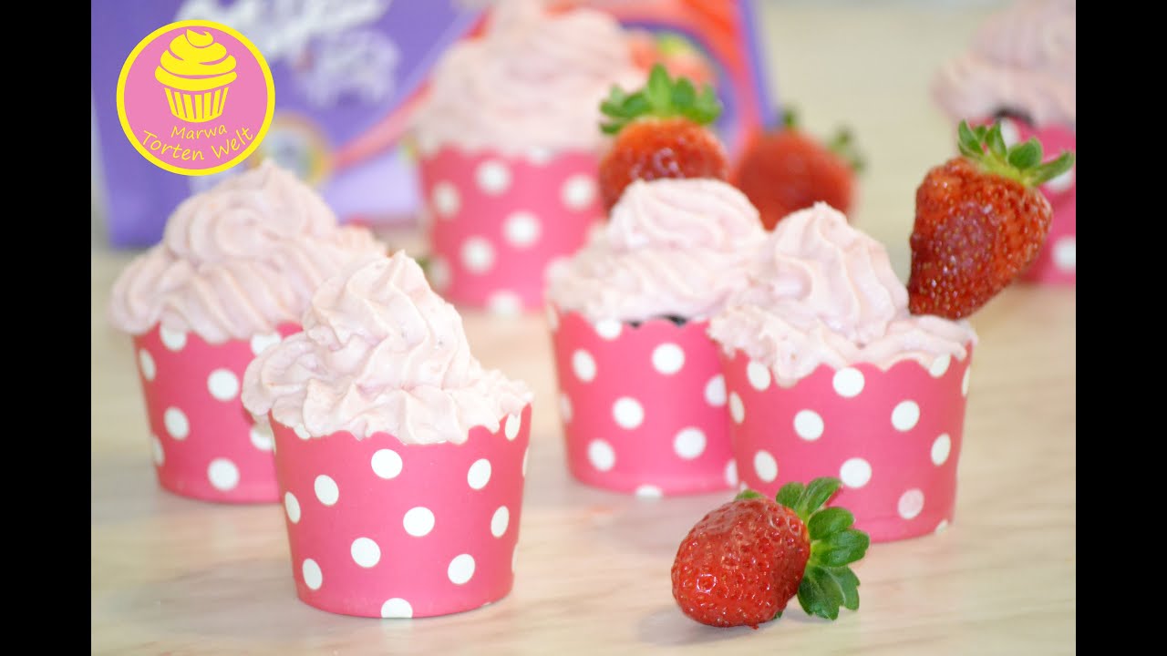 Milka Erdbeer-Muffins / Muffins aux Fraise et Milka - YouTube