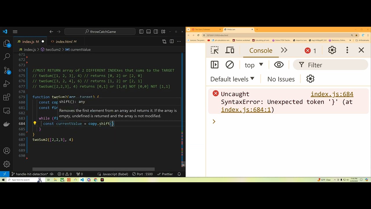 JavaScript Codewars -Two Sum Challenge - YouTube