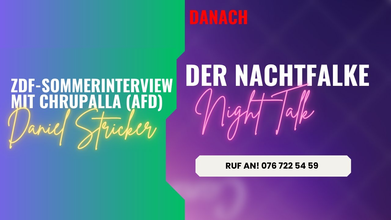 ZDF-Sommerinterview mit AfD-Co-Chef Chrupalla. Danach: NACHTFALKE - YouTube