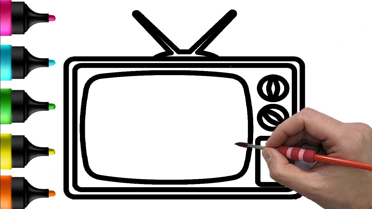 Let's Draw and Color a Television Together! Easy and Fun Drawing ...