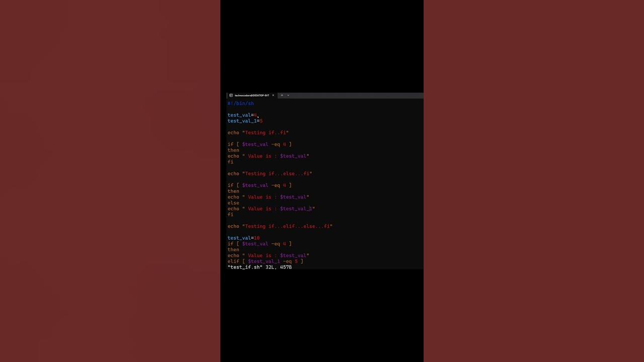 Unix Basics Shell Script If Else Fi Statement Scripting Unix