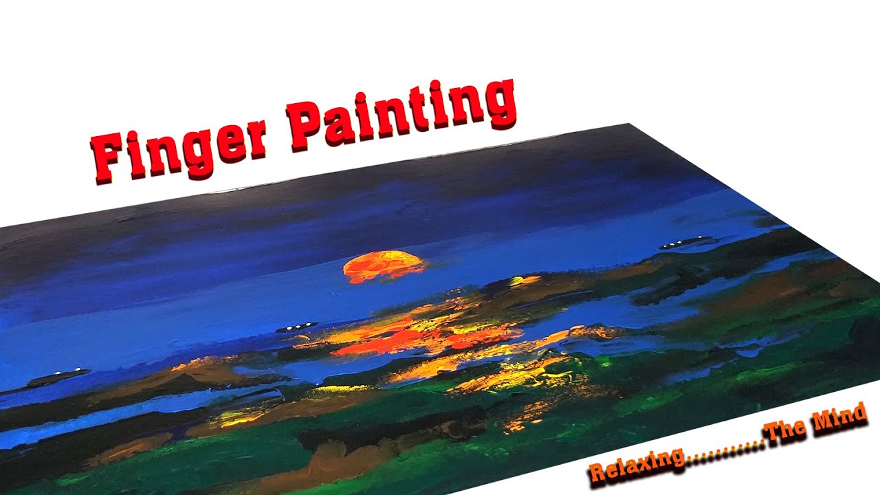 Finger painting for beginners blue scenery - YouTube