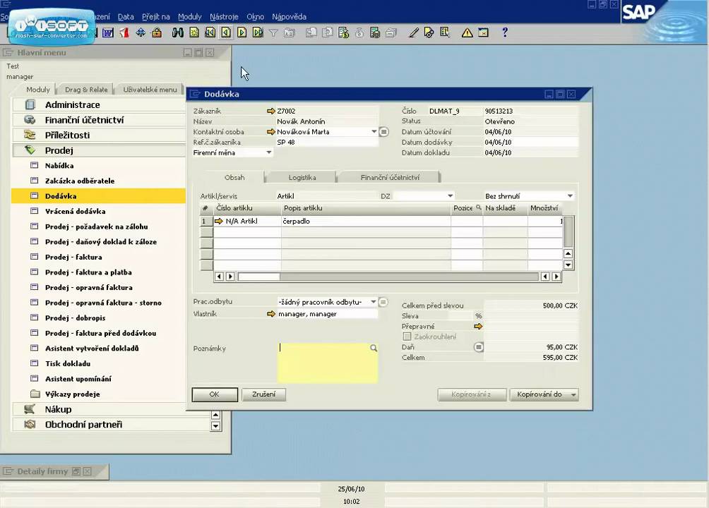 On-line plánování trasy a vyhledání adresy na mapě pro SAP Business One ...