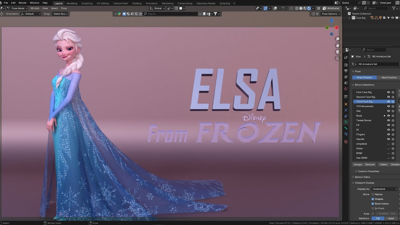 3D Character - Elsa from Frozen [] Blender 4.2 [] - YouTube