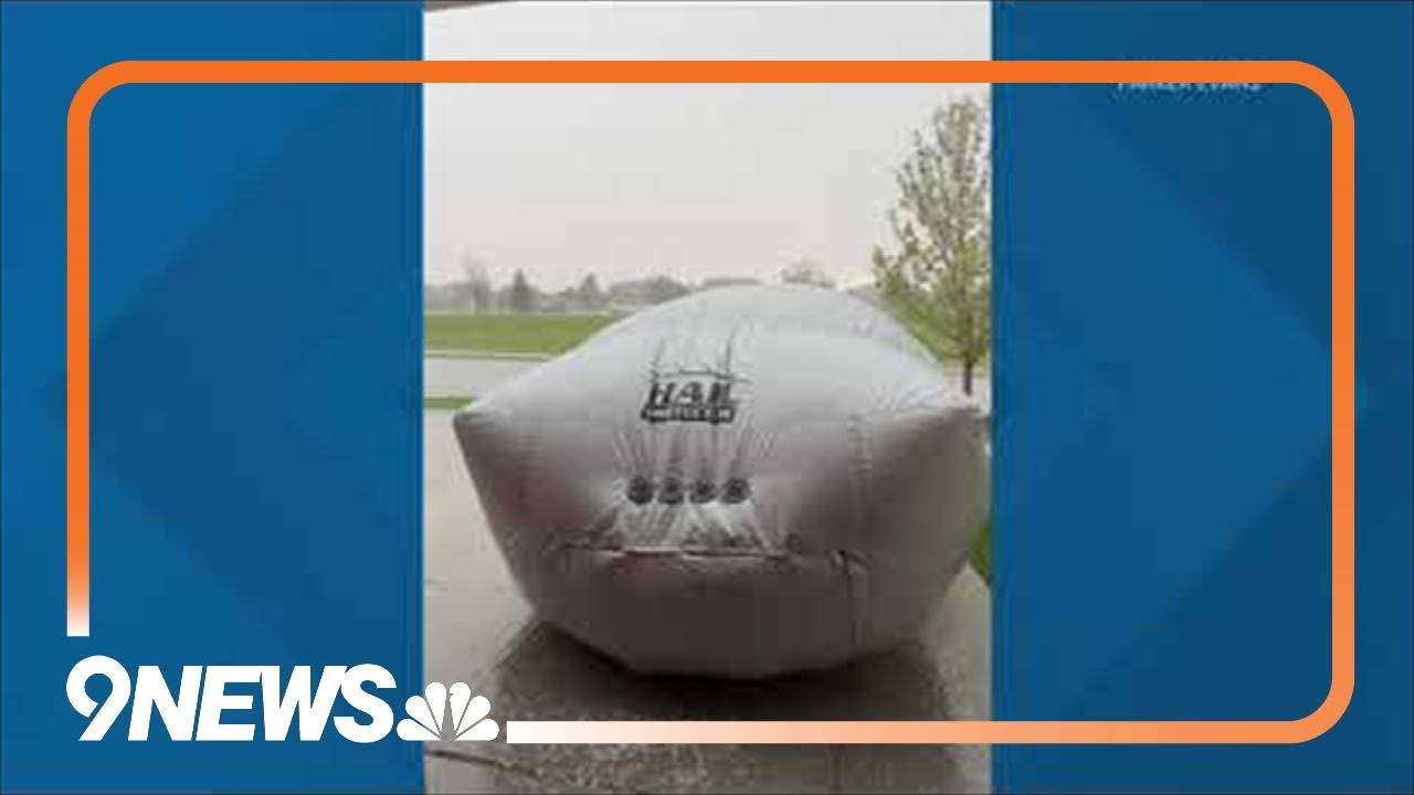 Inflatable cover protects car from hail damage - YouTube