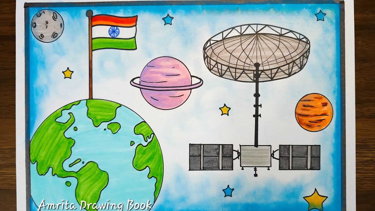 National Space Day Drawing easy |National Space Day Poster | Viksit ...