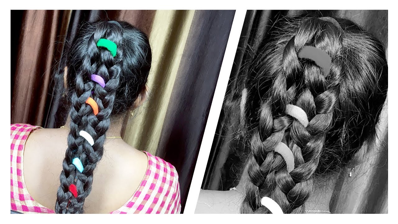 Bunch Braid Hairstyle with a Rubber Bands Weave | Styling Hairstyle ...