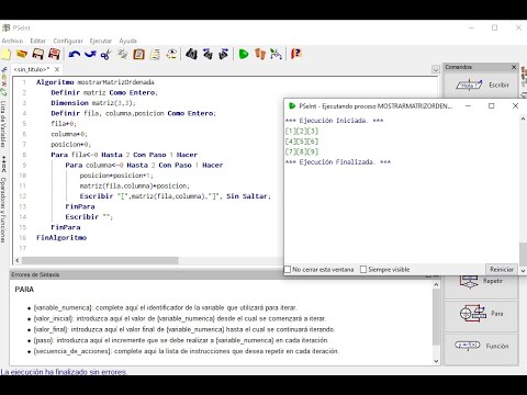 Mostrar matriz en forma de tabla en Pseint - YouTube
