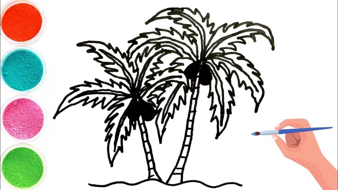 How to Draw Coconut Tree | Drawing and Colouring for Kids and Toddlers ...