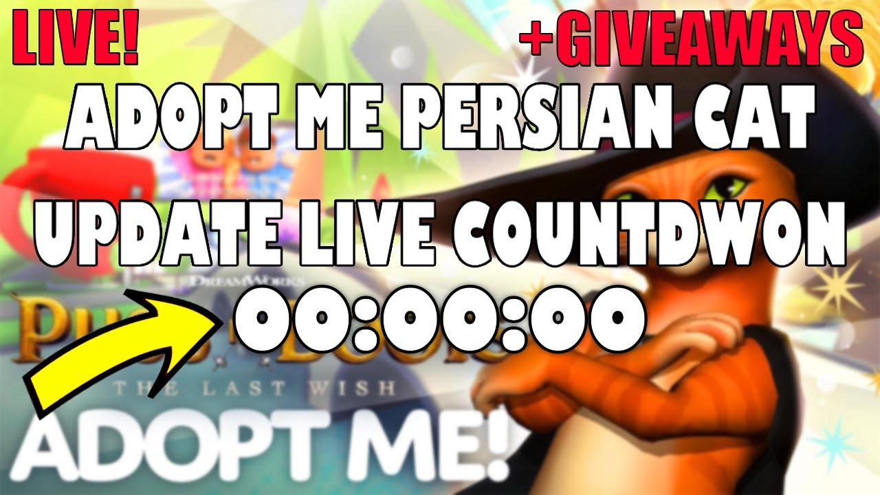 🔴LIVE! Adopt Me Countdown of🐈The PERSIAN CAT UPDATE! New Mini-Game ...