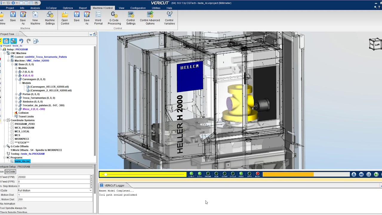 Machine Simulation Vericut Heller H2000 - YouTube