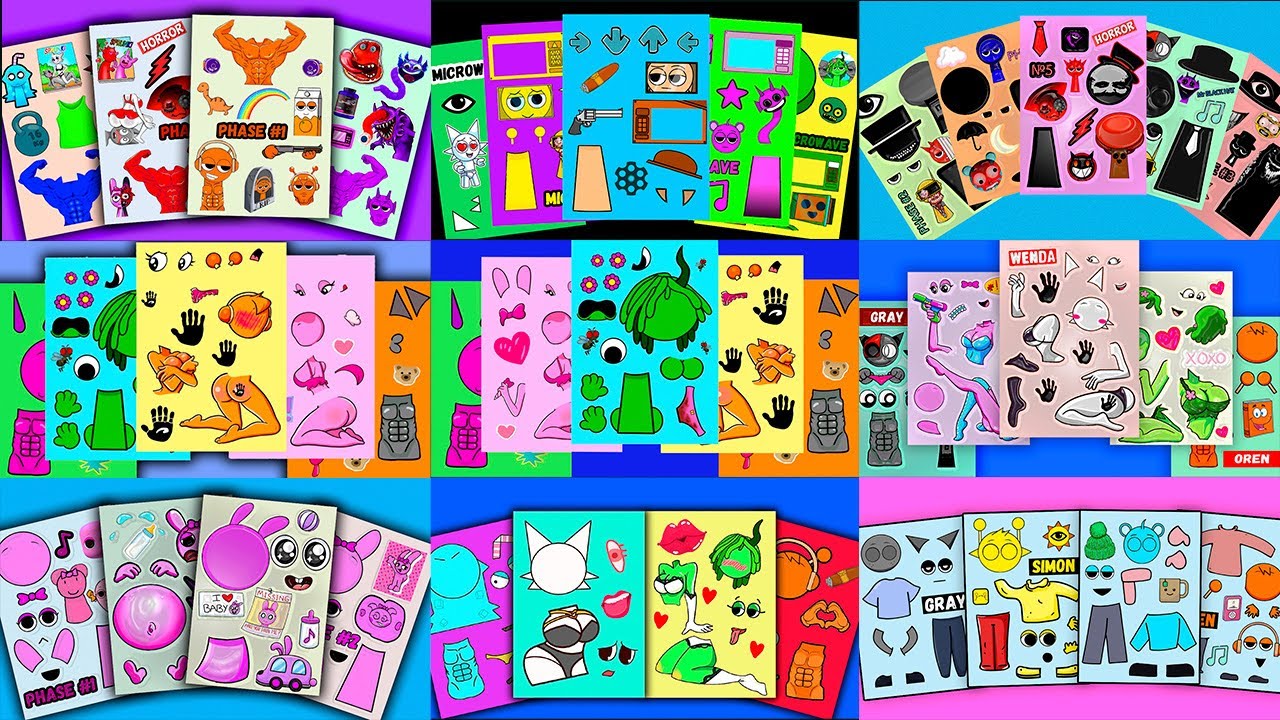 Compilation Sprunki Sticker book - YouTube