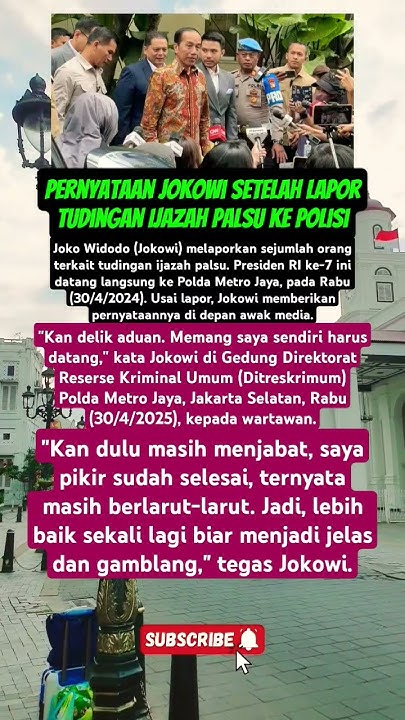 Pernyataan Jokowi Setelah Lapor Tudingan Ijazah Palsu ke Polisi - YouTube