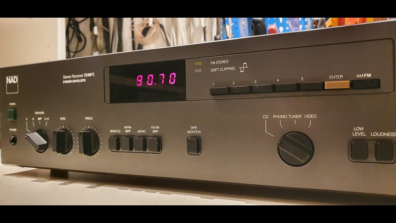 NAD 7240 PE receiver digital from 80' test - YouTube