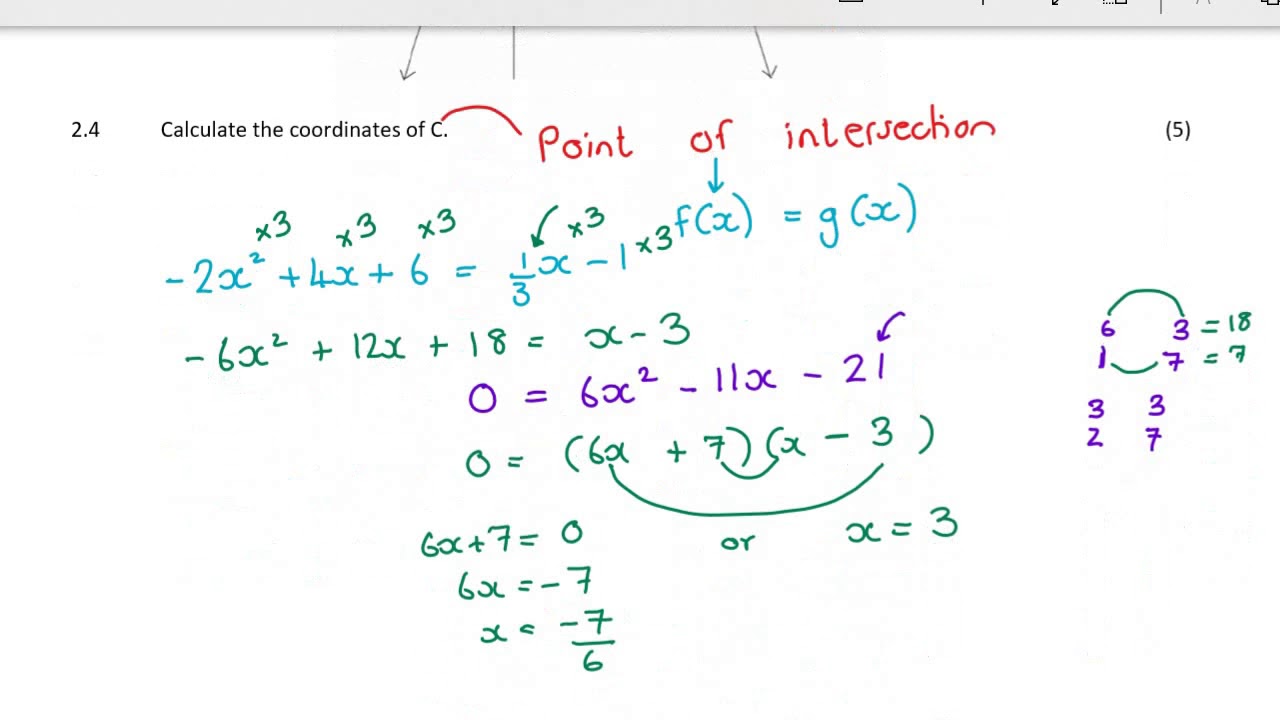 Grade 11 Lesson 1 Straight Lines and Parabolas Question 2 - YouTube