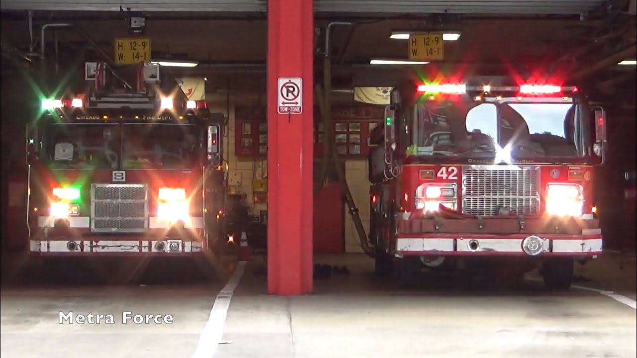 Chicago Fire Dept Engine 42 & Truck 3 (Spare) Responding - YouTube
