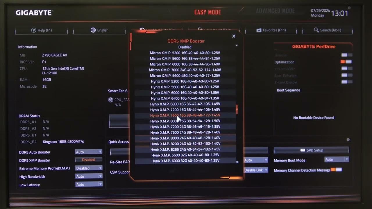 How To Enable & Disable DDR5 XMP Booster On Gigabyte Z790 EAGLE AX Motherboard - YouTube