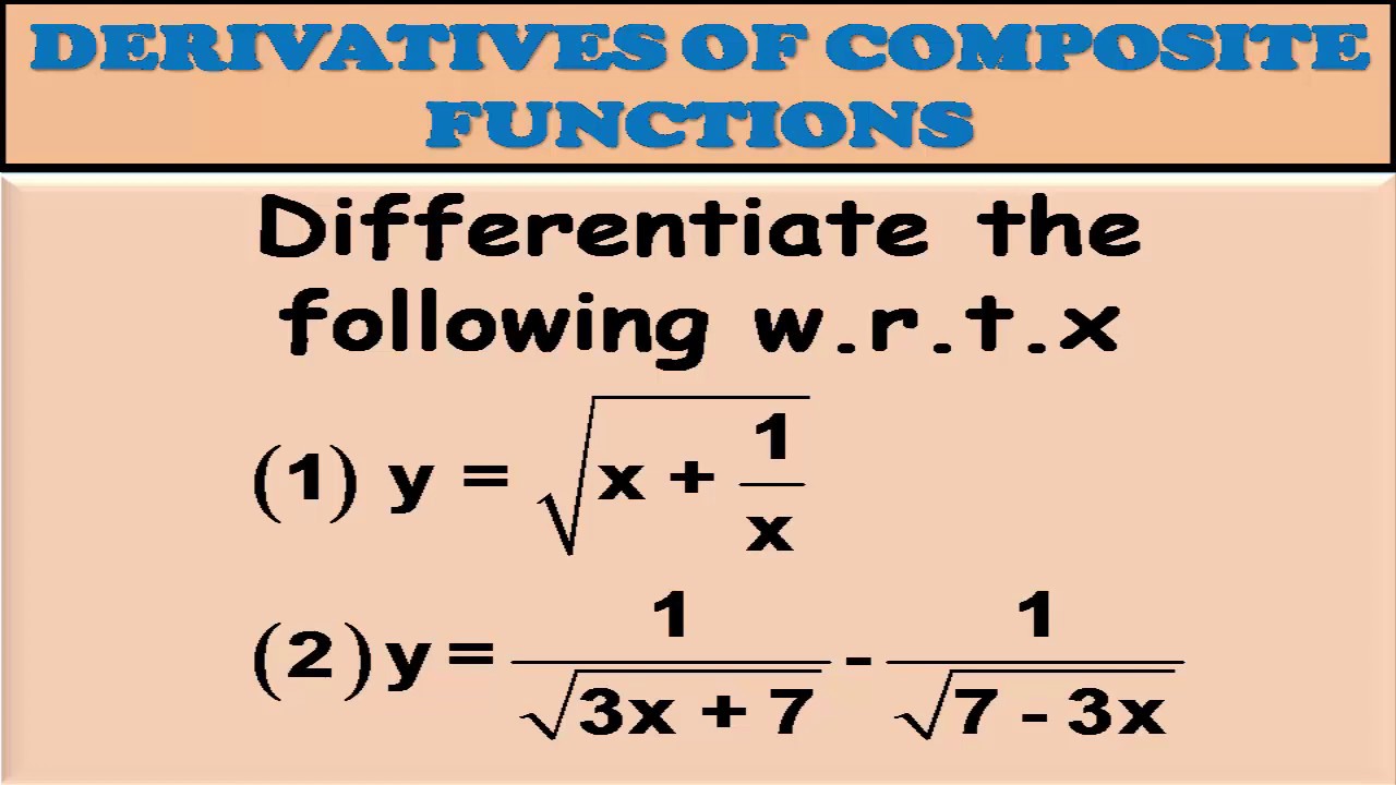 DERIVATIVES OF COMPOSITE FUNCTIONS PART 26 - YouTube